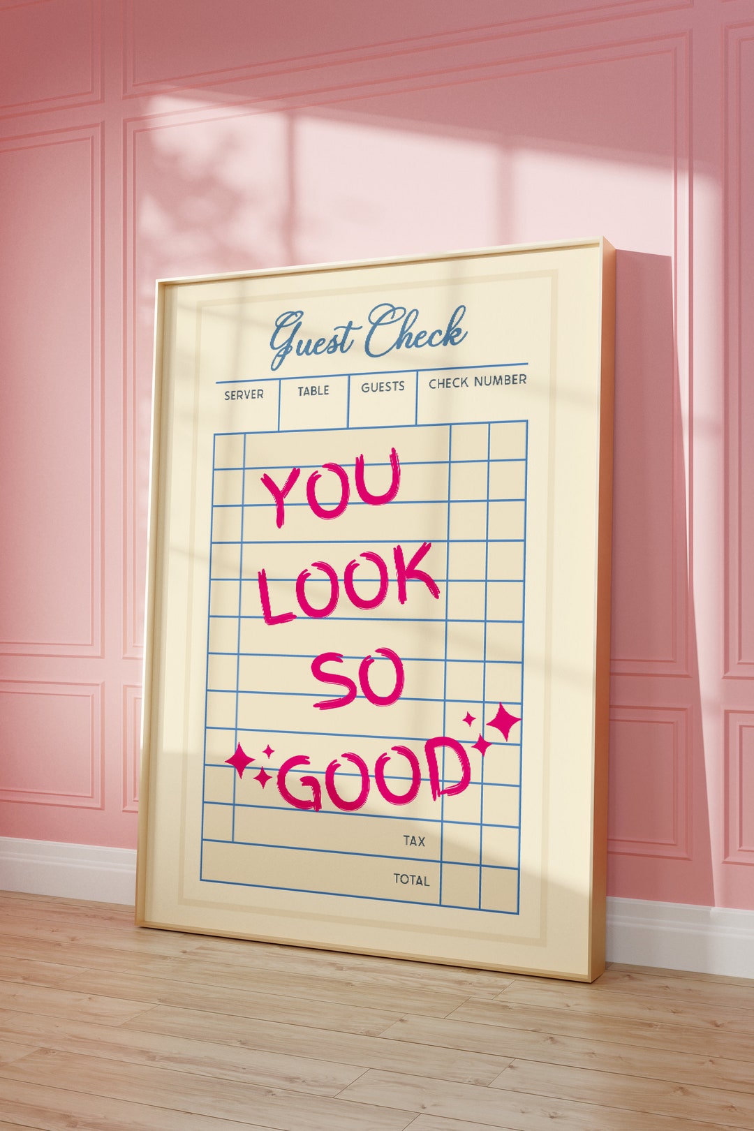 Guest Check Poster | Bar Cart Print | Check Poster | Retro Wall Art ...