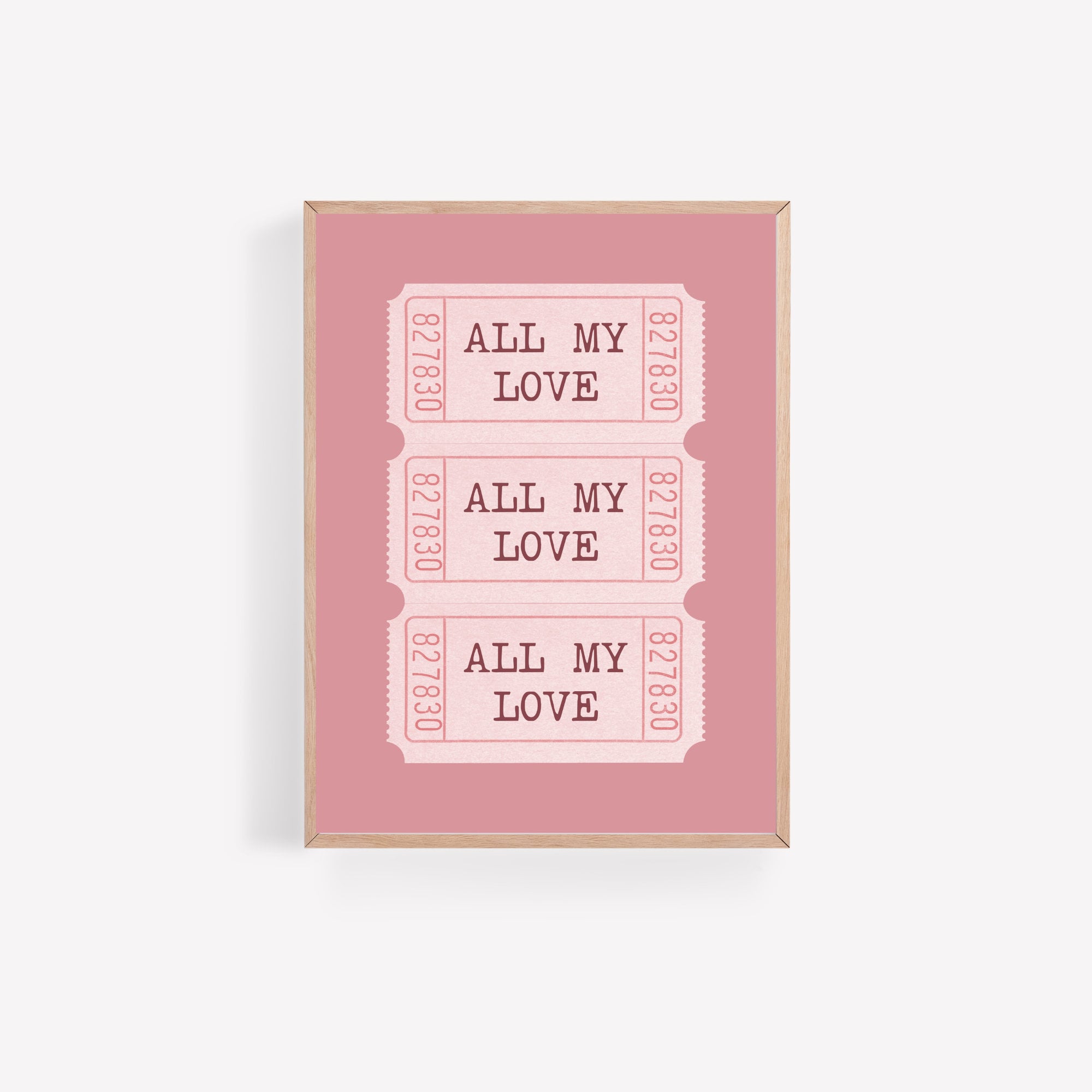 Trendy Love Ticket Print | Pink Valentines Day Decor | Trendy Pink ...