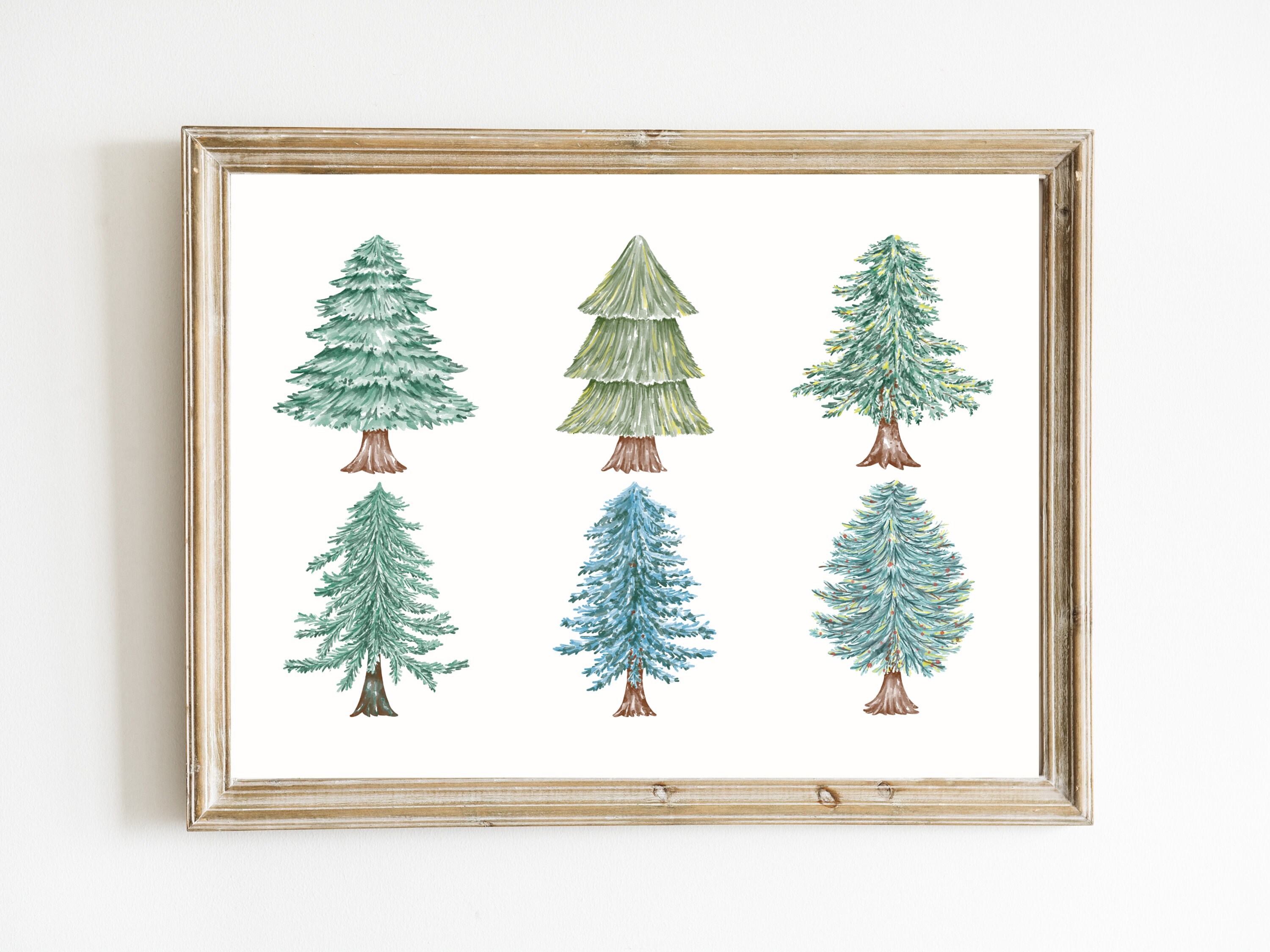 Evergreen Trees Print Watercolor Christmas Tree Print Christmas ...