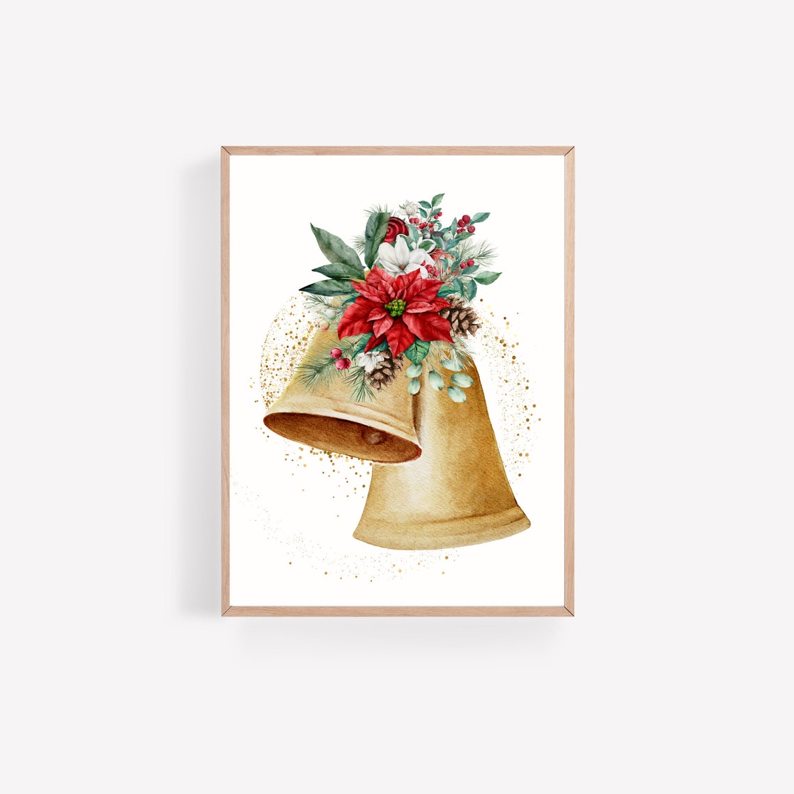 Christmas Bells Print Watercolor Christmas Decor Christmas - Etsy