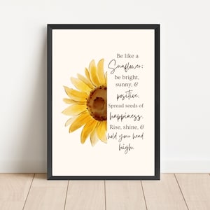 Be a Sunflower Sign | Printable Wall Art | Sunflower Decor | Positivity ...