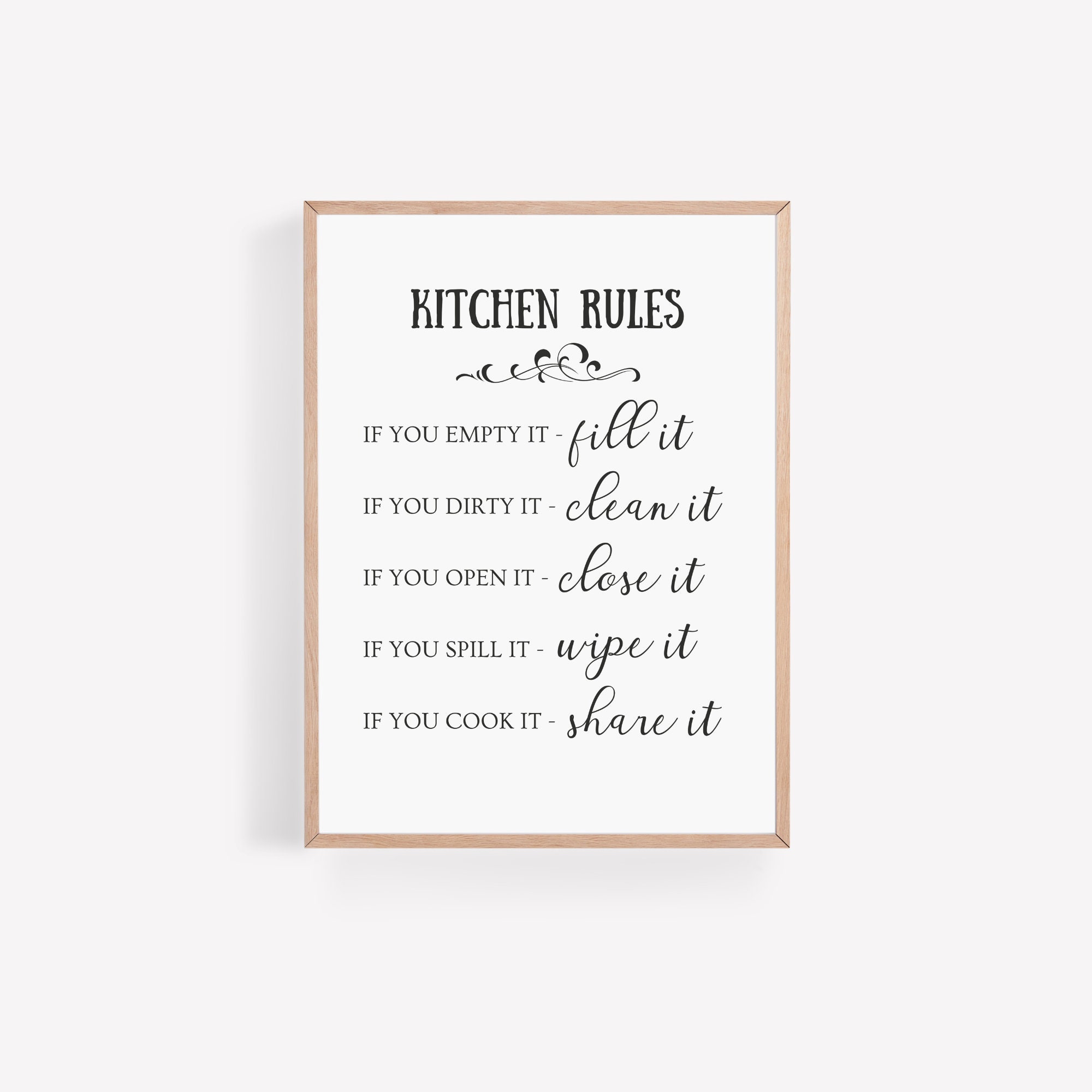 Kitchen Rules Sign Kitchen Wall Decor Printable Art - Etsy