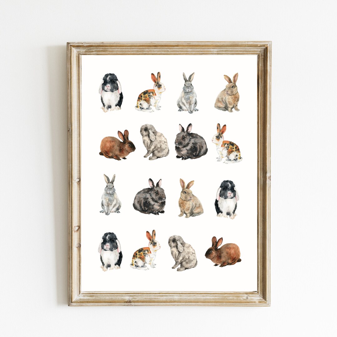 Bunny Printable Wall Art Easter Decorations Watercolor Easter Printable ...