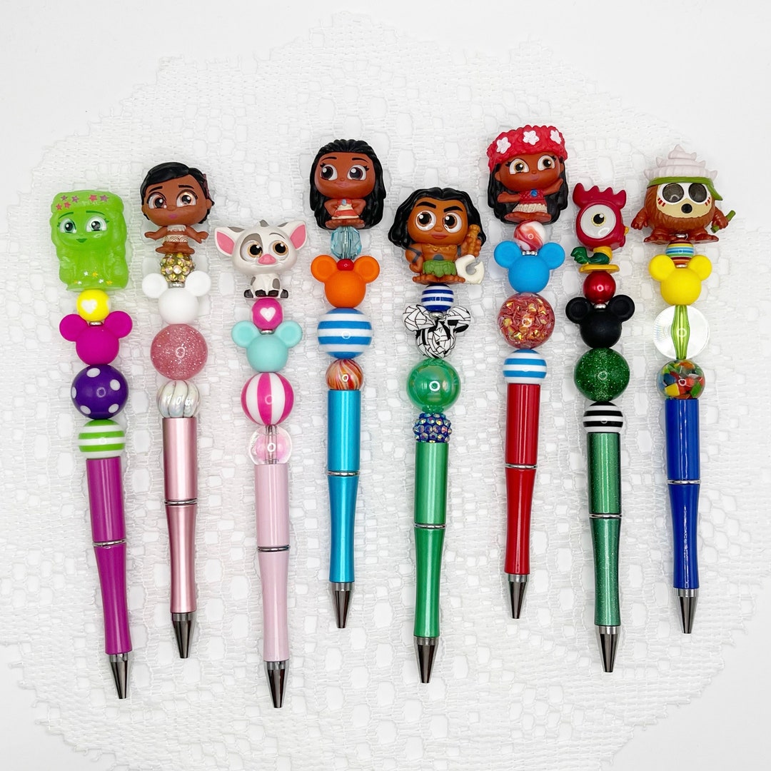 Moana Inspired Autograph Pen, Beaded Ballpoint Pen With Disney Doorable ...