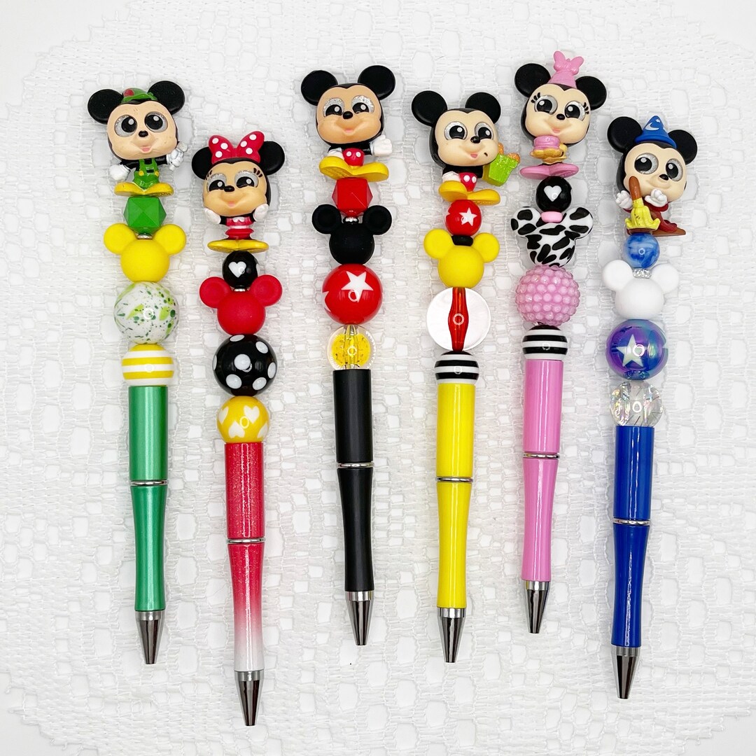 Minnie and Mickey Mouse Autograph Pen, Beaded Ballpoint Pen With Disney ...