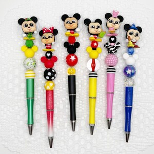 Minnie and Mickey Mouse Autograph Pen, Beaded Ballpoint Pen With Disney ...