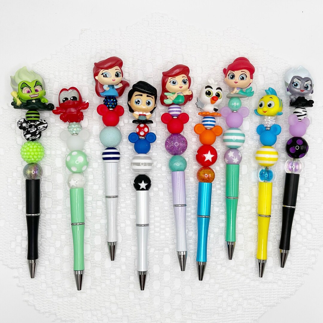 Little Mermaid Inspired Autograph Pen, Beaded Ballpoint Pen With Disney ...