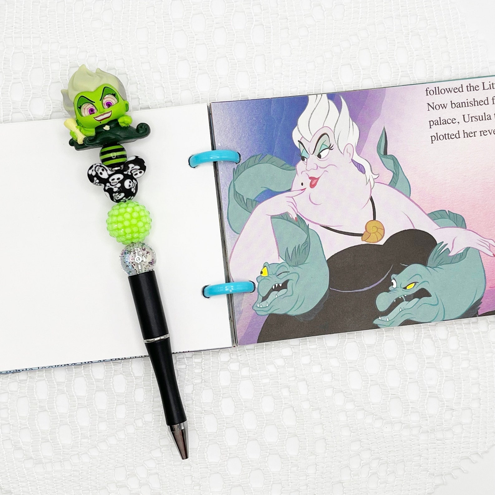 Little Mermaid Inspired Autograph Pen, Beaded Ballpoint Pen With Disney ...