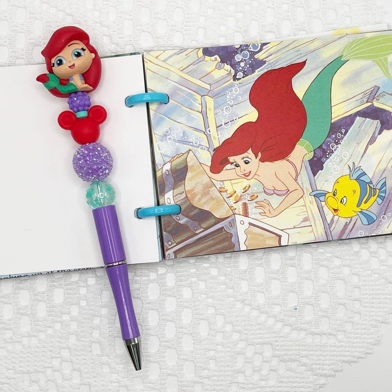 Little Mermaid Inspired Autograph Pen, Beaded Ballpoint Pen With Disney ...