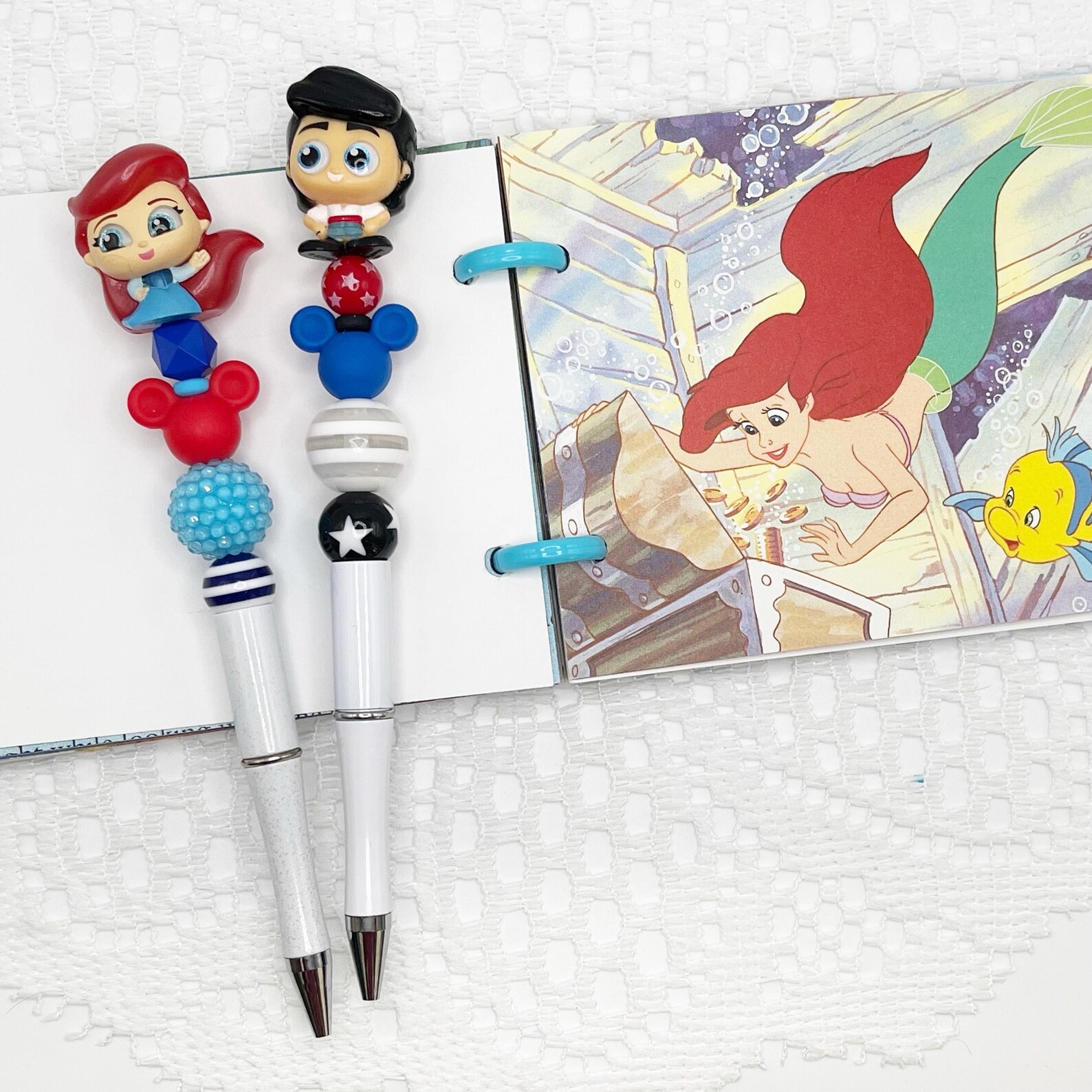 Little Mermaid Inspired Autograph Pen, Beaded Ballpoint Pen With Disney ...