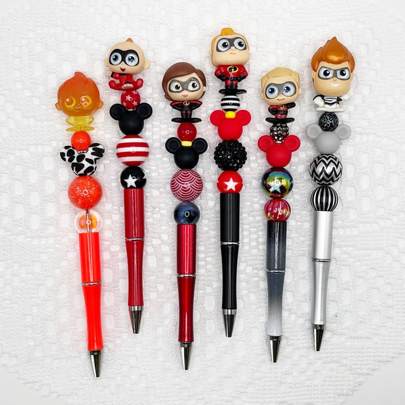 Incredibles Inspired Autograph Pen, Beaded Ballpoint Pen With Disney ...