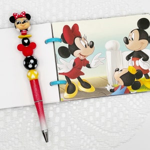 Minnie and Mickey Mouse Autograph Pen, Beaded Ballpoint Pen With Disney ...