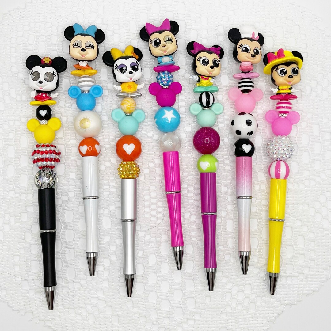 Minnie Mouse Autograph Pen, Beaded Ballpoint Pen With Disney Doorable ...