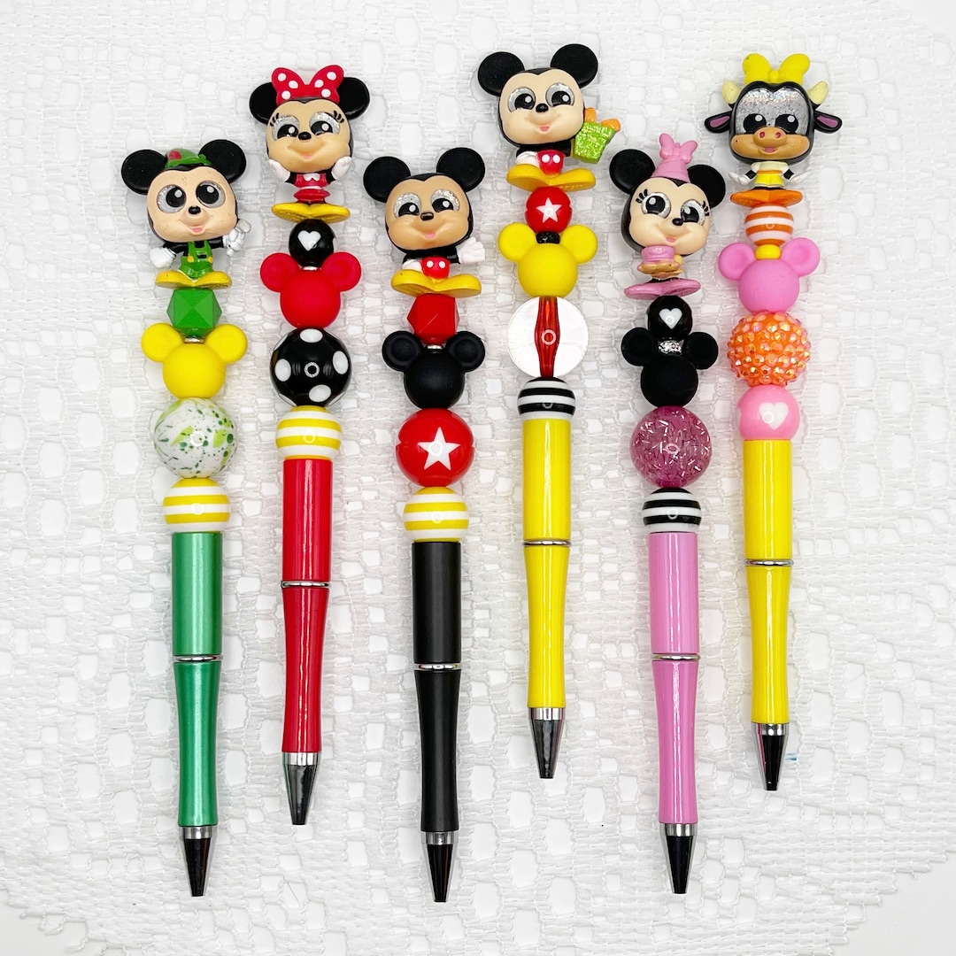 Minnie and Mickey Mouse Autograph Pen, Beaded Ballpoint Pen With Disney ...