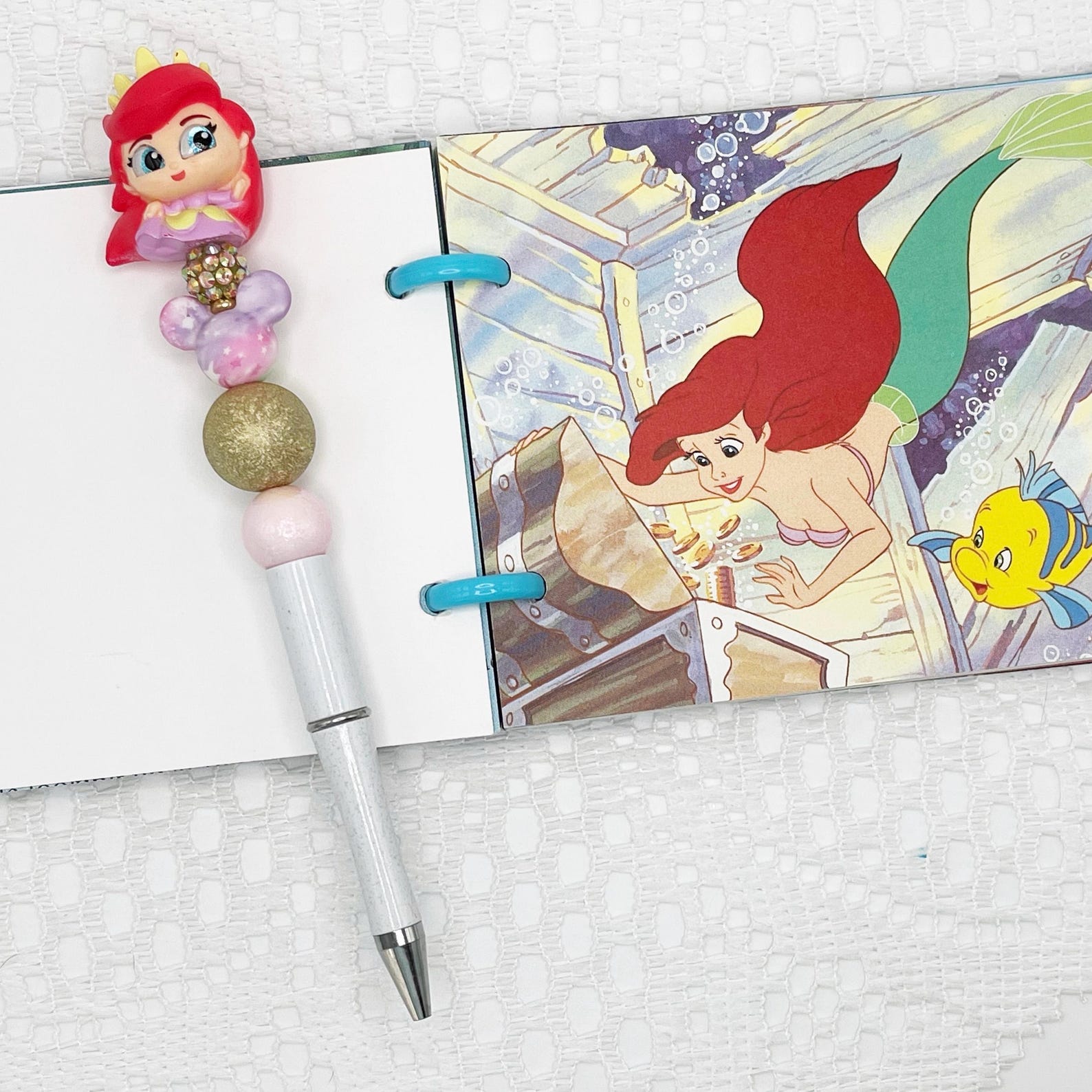 Little Mermaid Inspired Autograph Pen, Beaded Ballpoint Pen With Disney ...