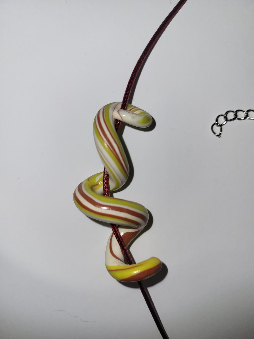 Brown White and Yellow Abstract Snake Curled Coiled Polymer Clay ...