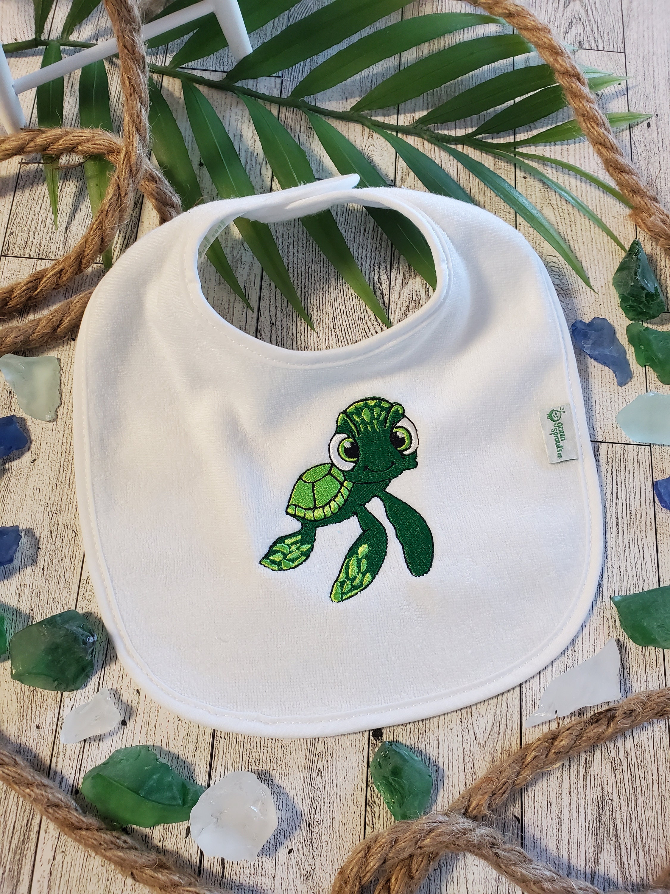 Cartoon Turtle Bib Embroidered Custom Turtle Bib Embroidered Baby Bib ...