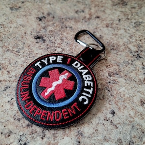 Medical Alert Tag for Backpack, Black Medical Bag Tag, Type 1 Diabetic ...