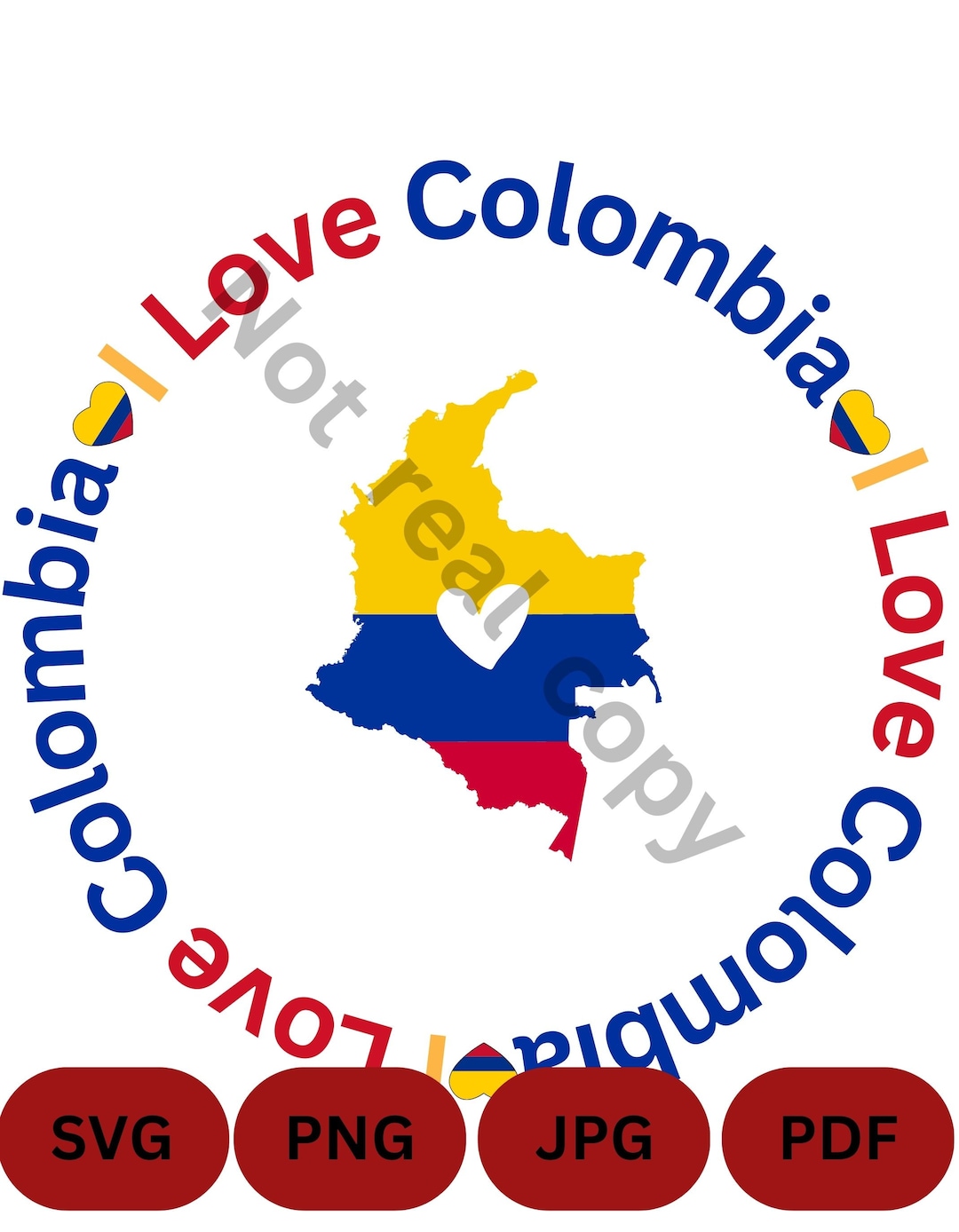 I Love Colombia Digital Iron on SVG Colombia Downloadable PNG T-shirt ...