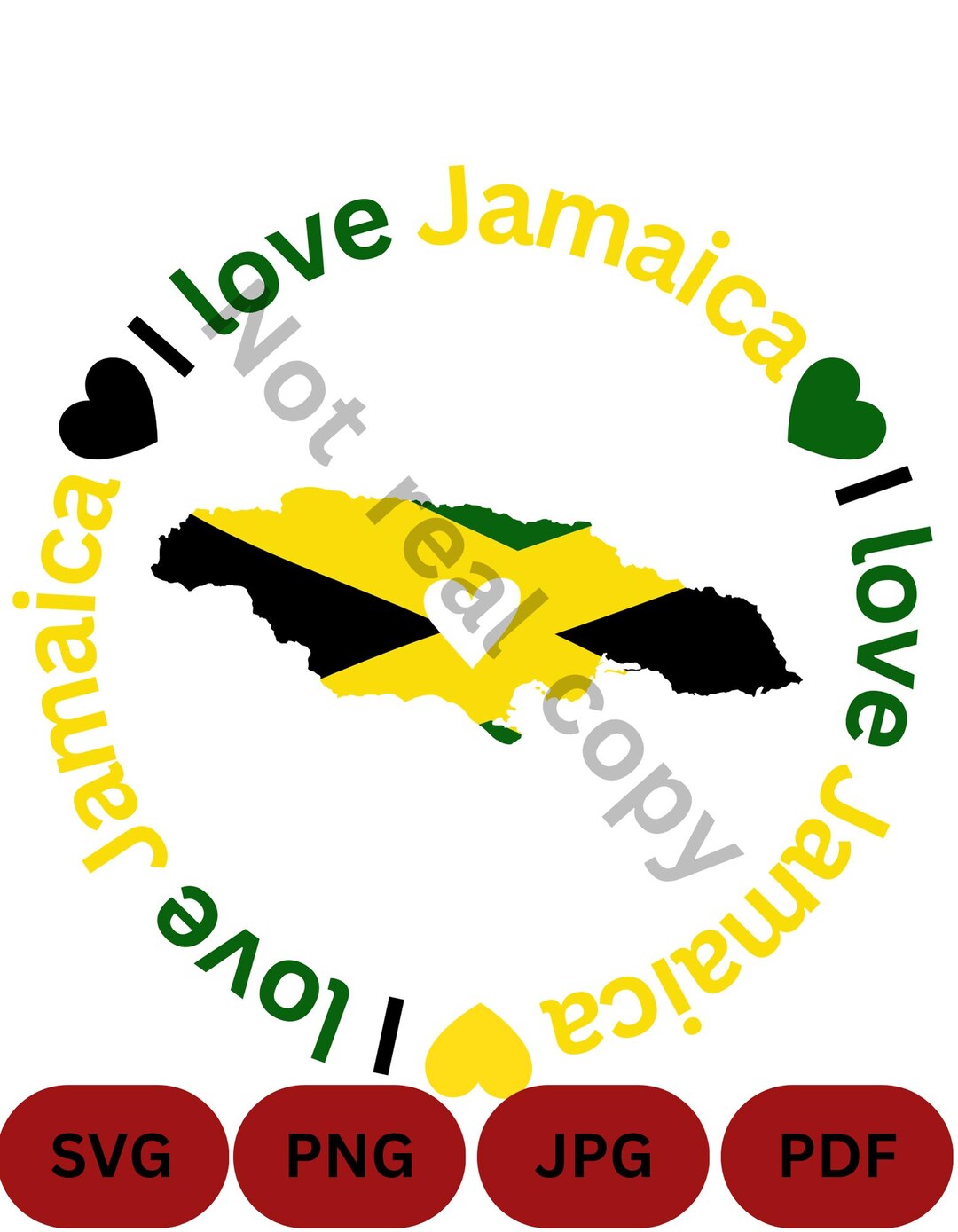I Love Jamaica SVG, Jamaican Flag Map Design, Caribbean Pride Digital ...
