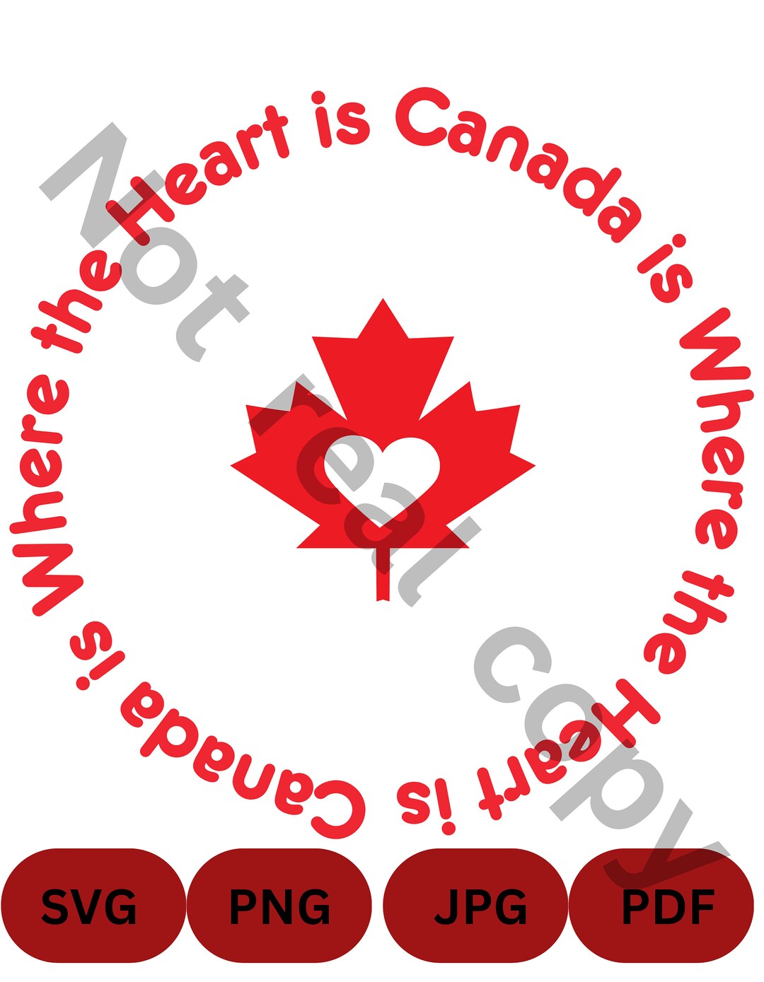 Cute Canadian SVG, Canada Maple Leaf PNG, Heart Quote PDF, Adorable ...