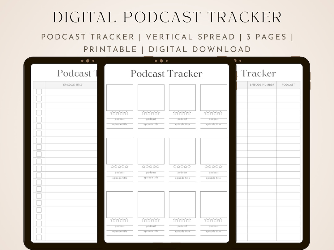 Podcast Tracker, Podcast Planner, Entertainment Tracker, Printable ...
