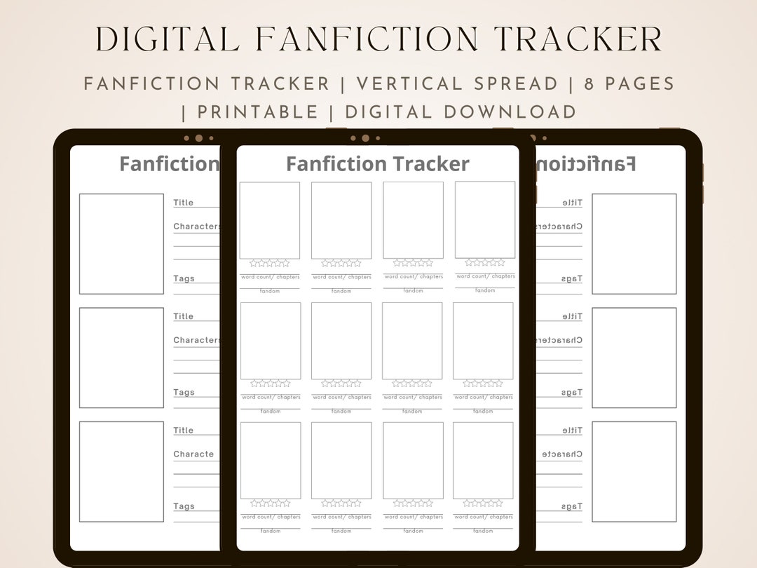 Digital Fanfiction Tracker, Fanfiction Journal, Fanfic Template ...