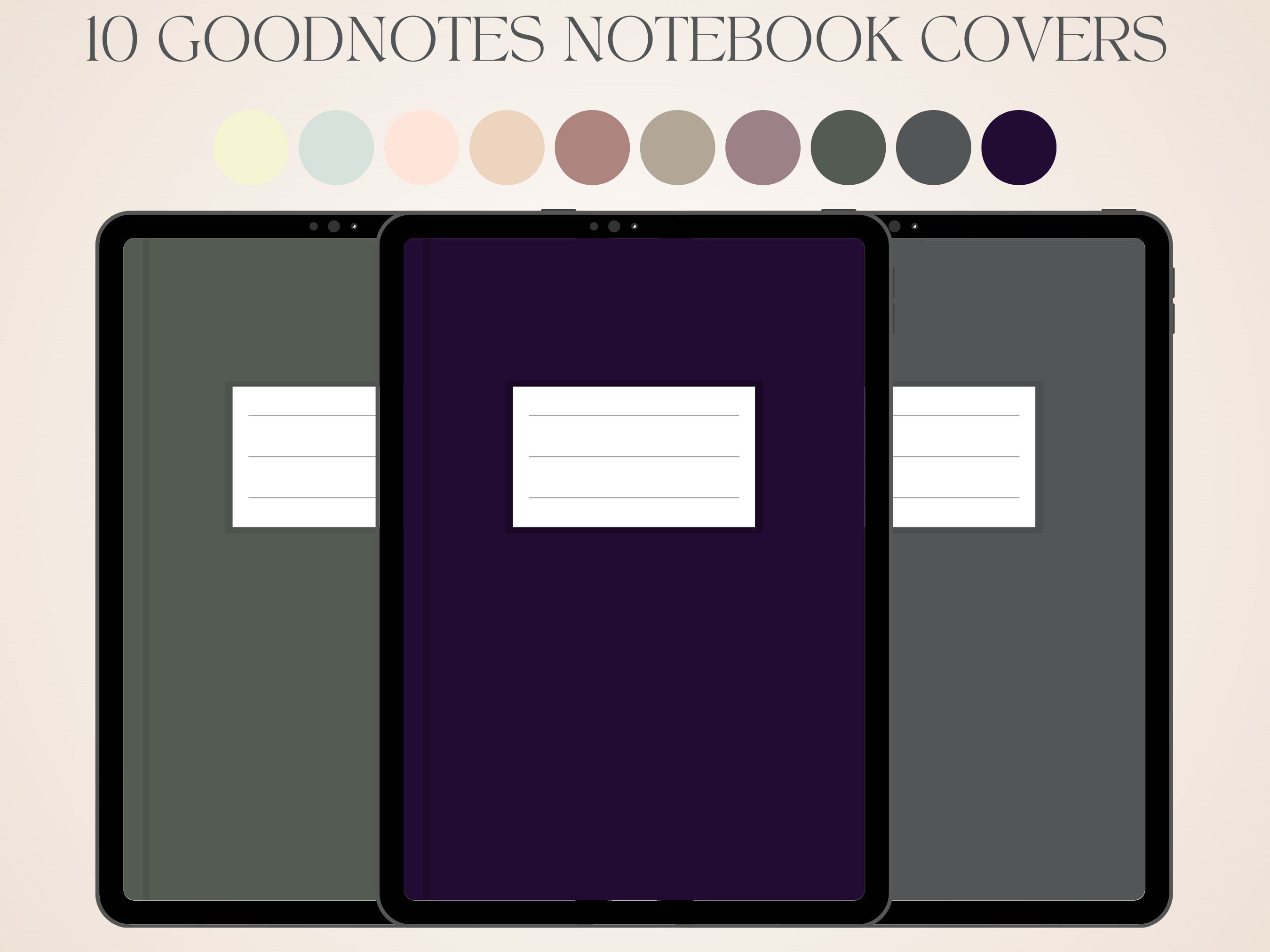 Monochrome Digital Notebook Cover, Goodnotes Cover, Notability Cover ...