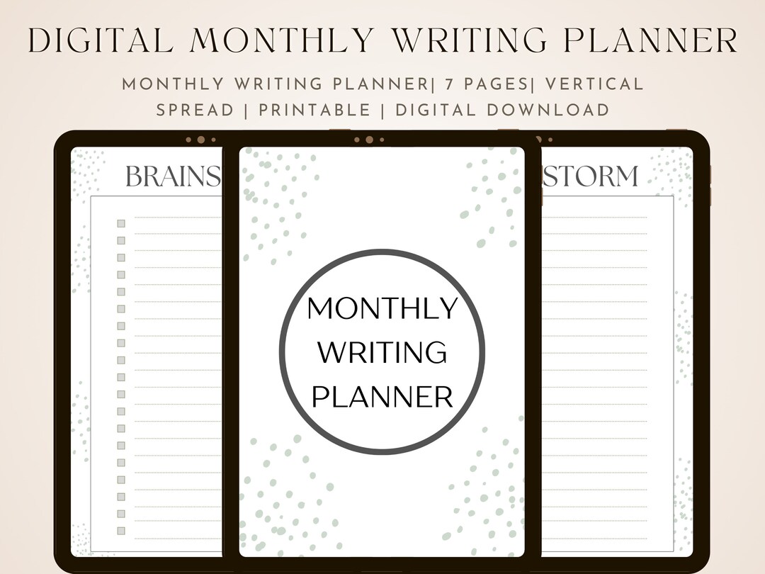 Monthly Writing Planner, Monthly Writing Tracker, Simple Writing ...