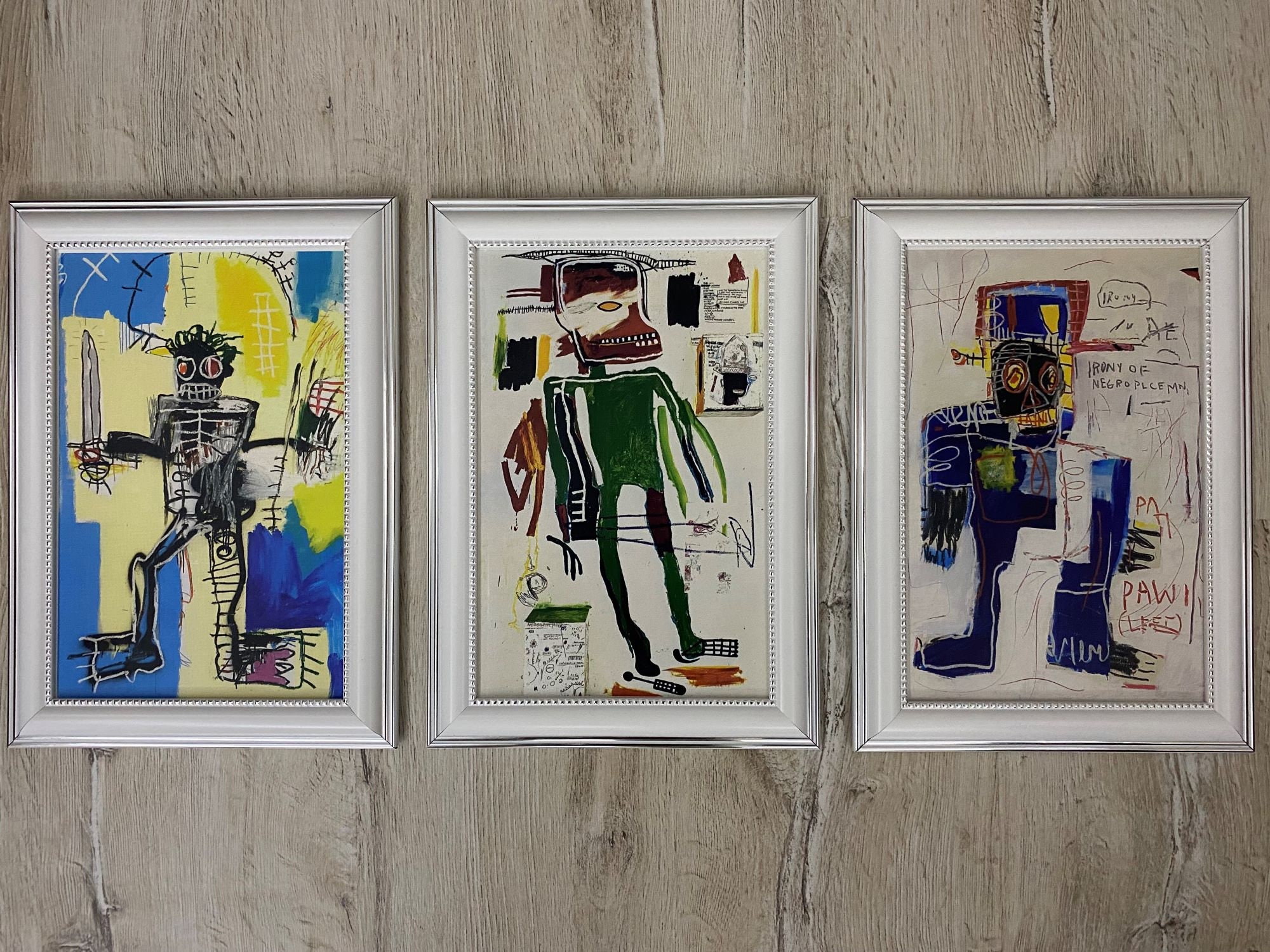 Jean Michel Basquiat Modern Art Poster, Framed Set of 3, Graffiti ...