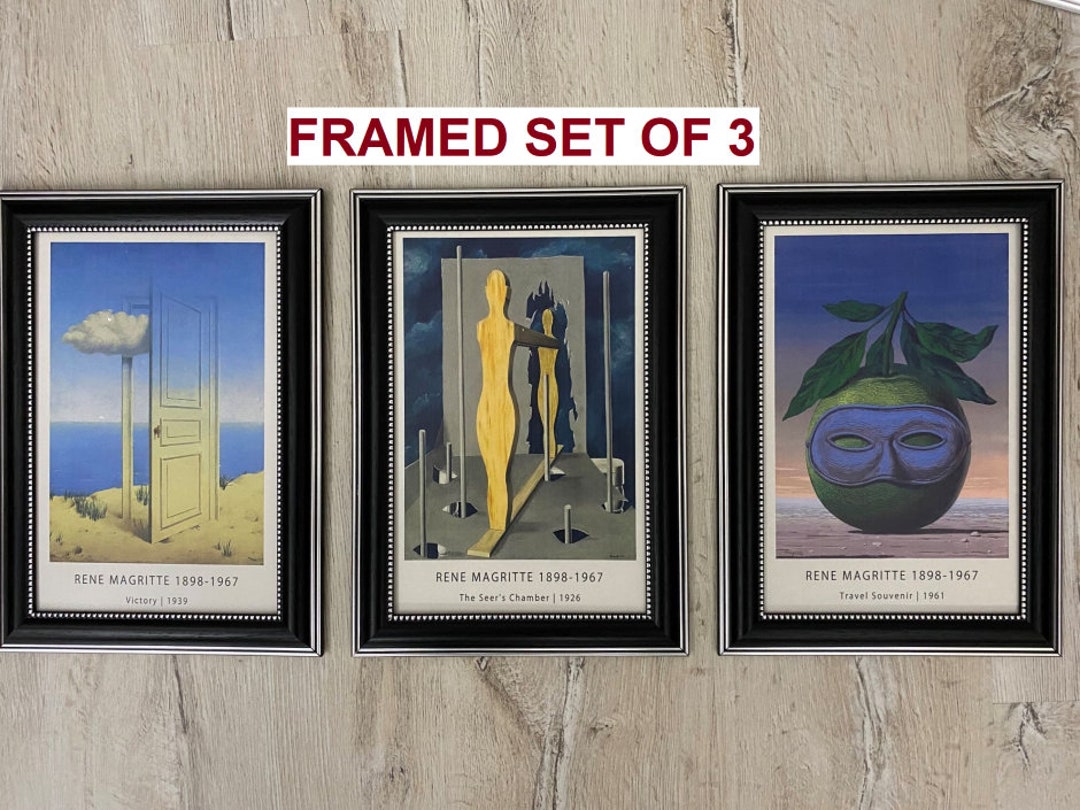 Rene Magritte Museum Art Print, Framed Set of 3, Gallery Wall Art ...