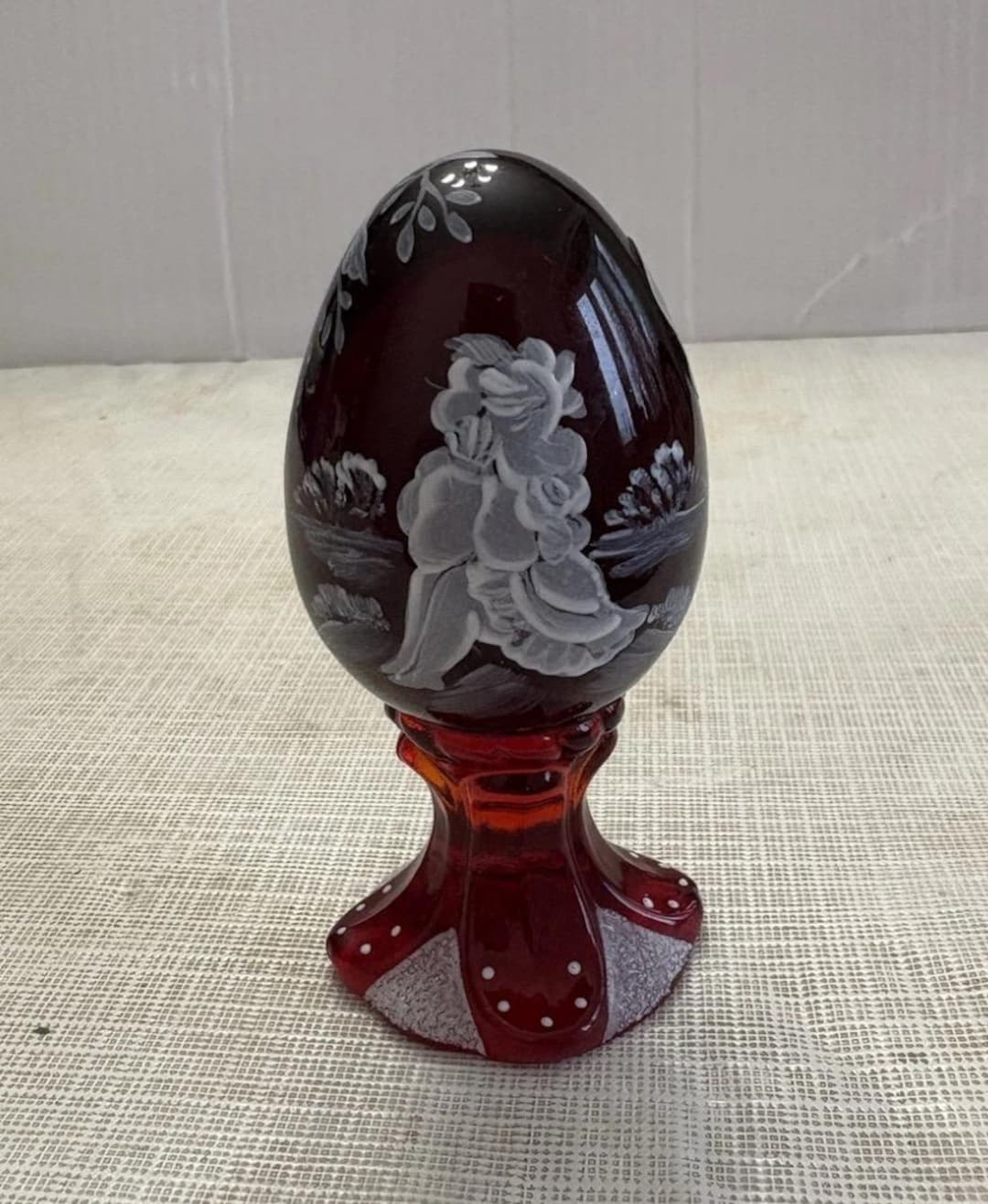 Vintage Fenton Glass Ruby Red Mary Gregory Egg Limited Edition 2505/ ...