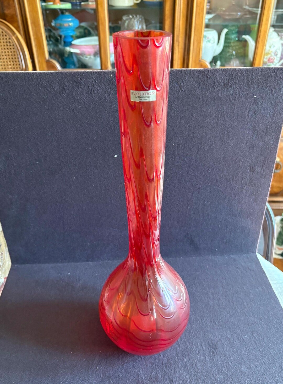 Waterford Crystal Evolution Red & Amber Stem Wave Vase 18” Tall - Etsy