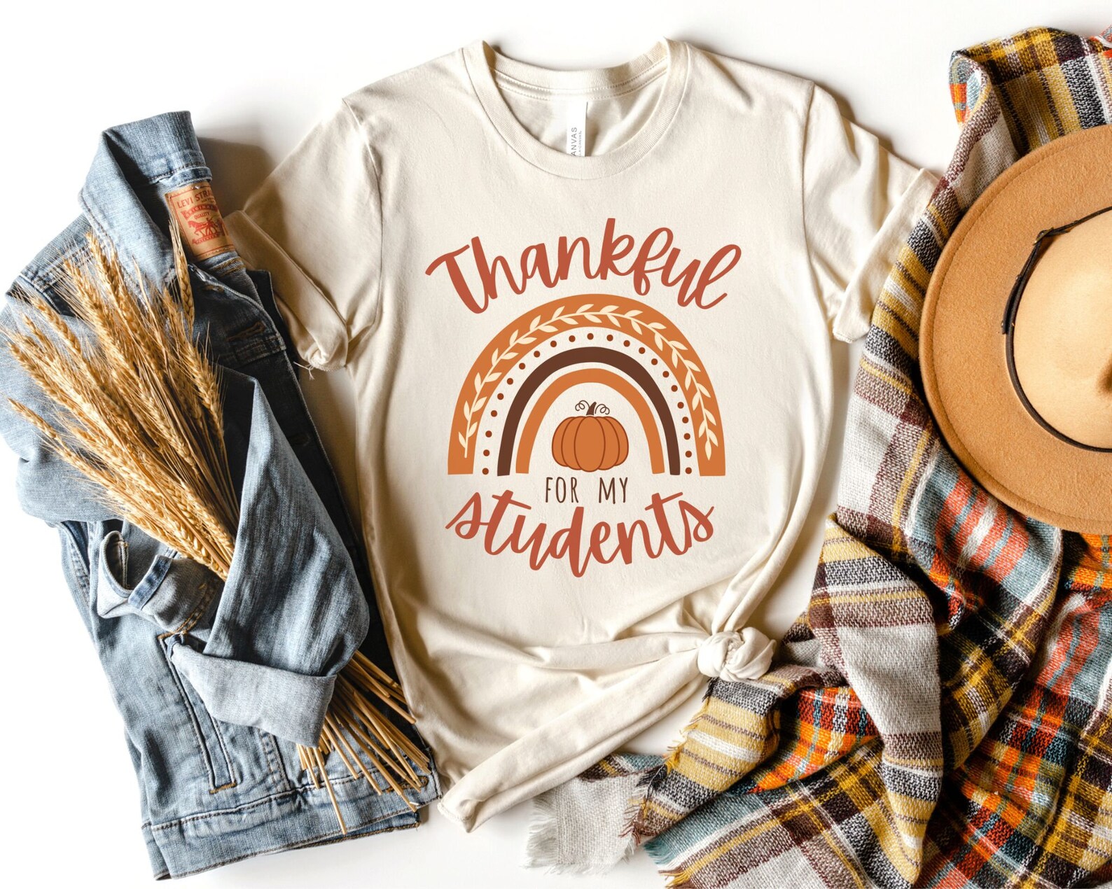 Thankful for My Students Shirt, Thanksgiving Teacher Shirt, Fall ...