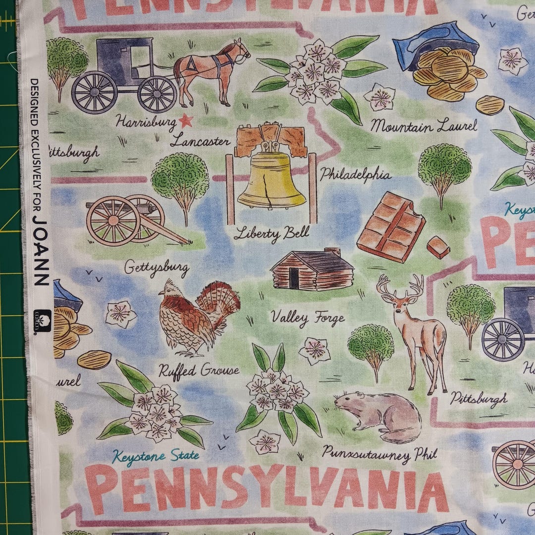 Pennsylvania Fabric -keystone State-punxsutawney Phil-pittsburg ...