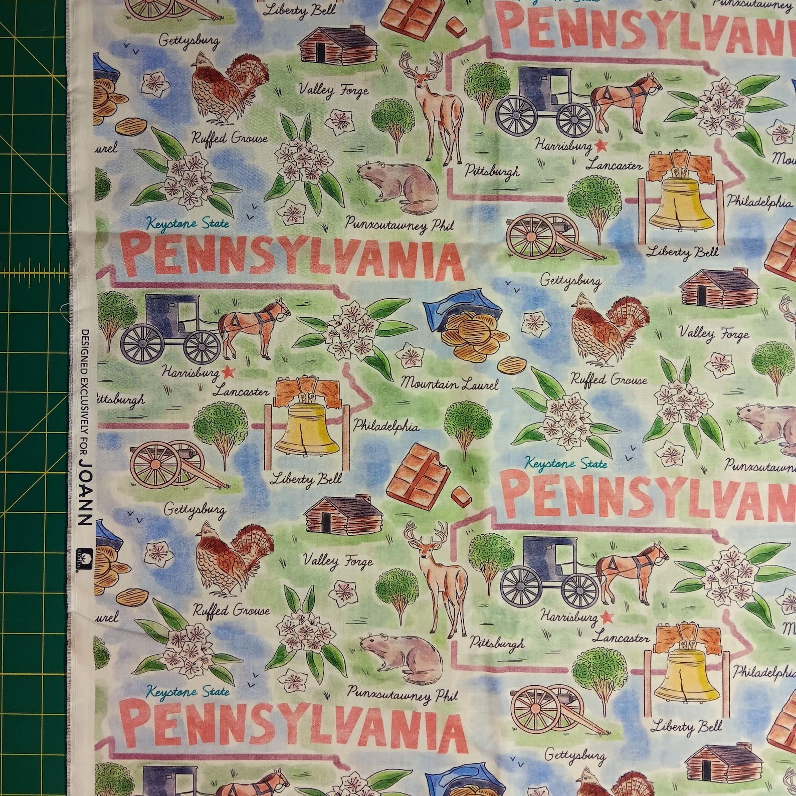 Pennsylvania Fabric -keystone State-punxsutawney Phil-pittsburg ...