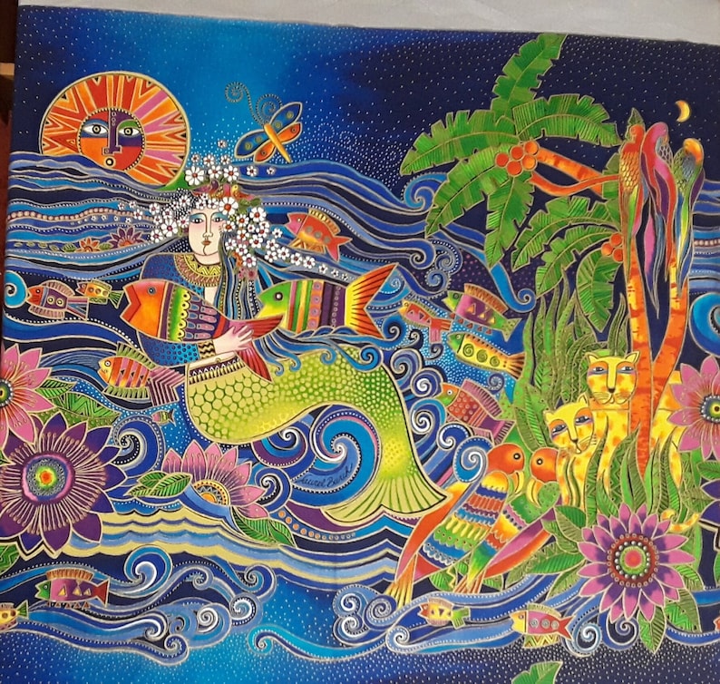 Laurel Burch - "ocean Songs" - Mermaid Panel - Rare - Oop - Clothworks ...