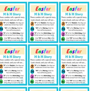 M&M Candy Easter Story - 3x2.5" Cards - Jesus Christ - Easter - Easter ...