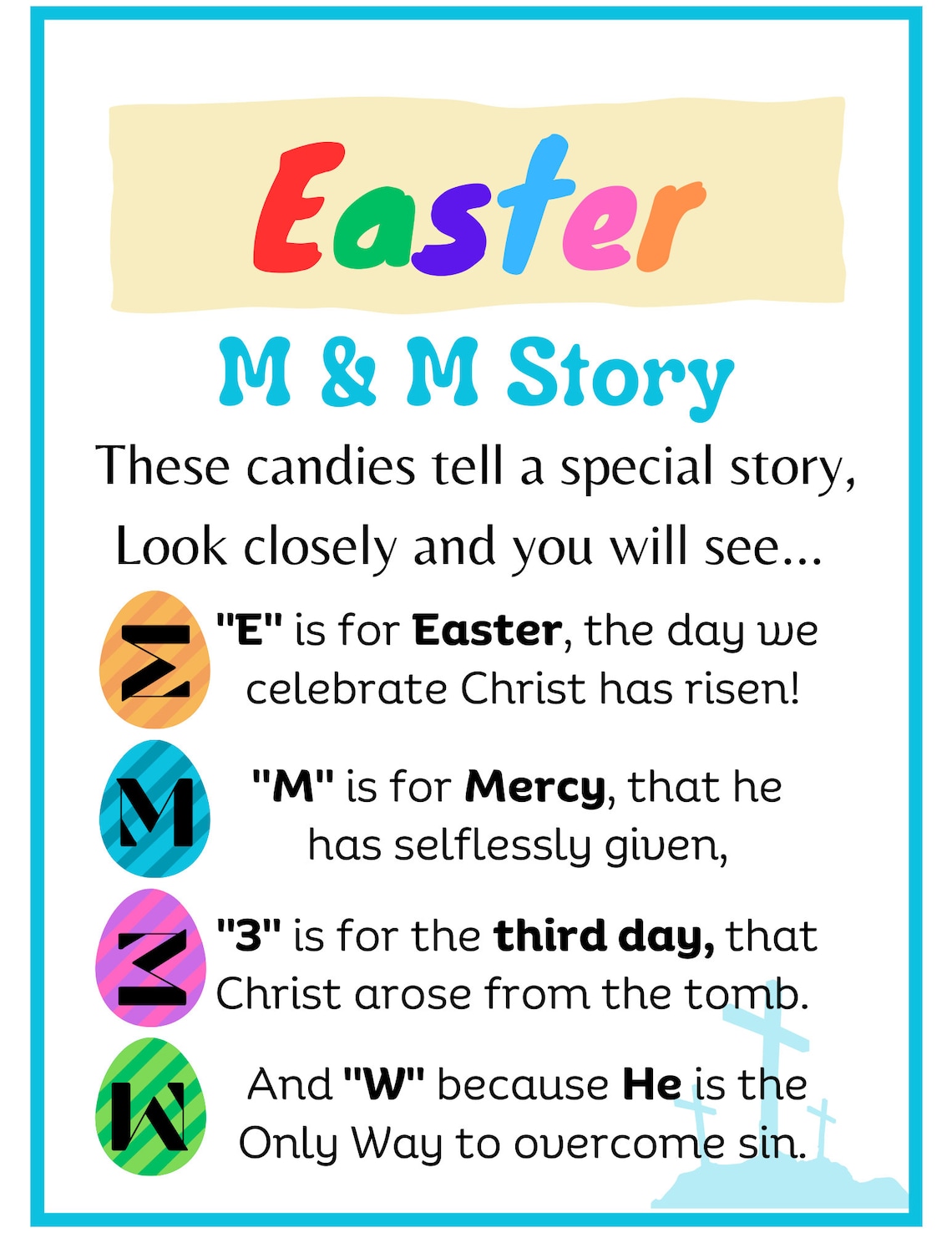 M&M Candy Easter Story - 3x2.5" Cards - Jesus Christ - Easter - Easter ...