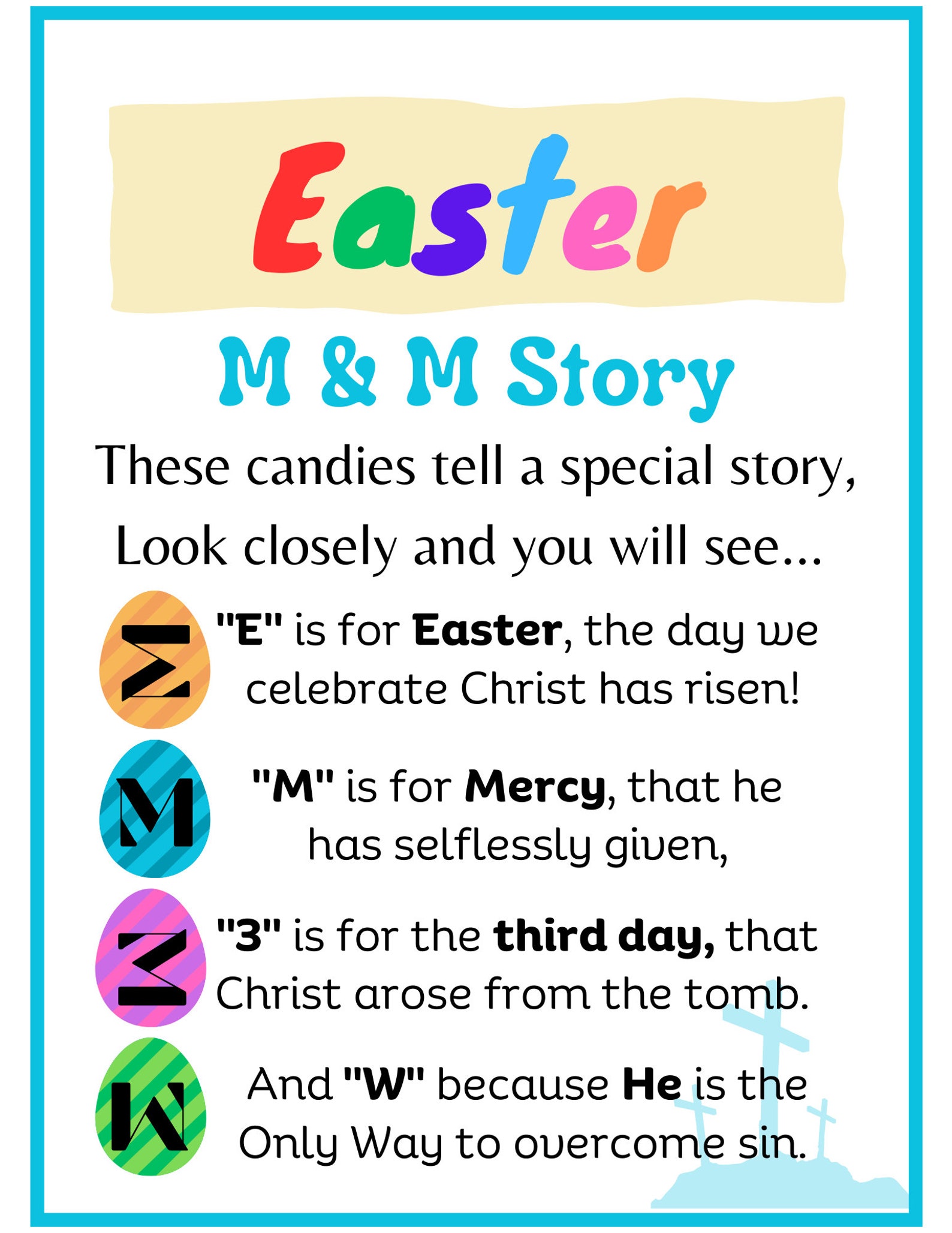 M&M Candy Easter Story - 3x2.5" Cards - Jesus Christ - Easter - Easter ...