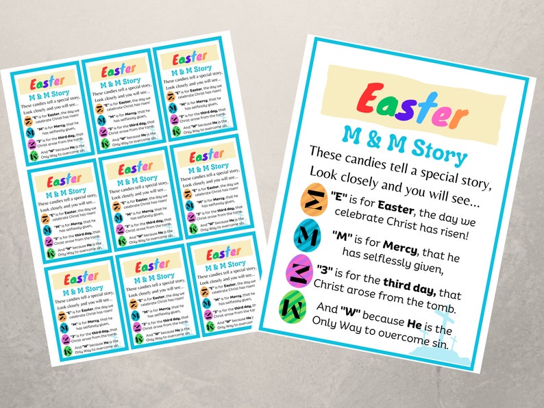 M&M Candy Easter Story - 3x2.5" Cards - Jesus Christ - Easter - Easter ...