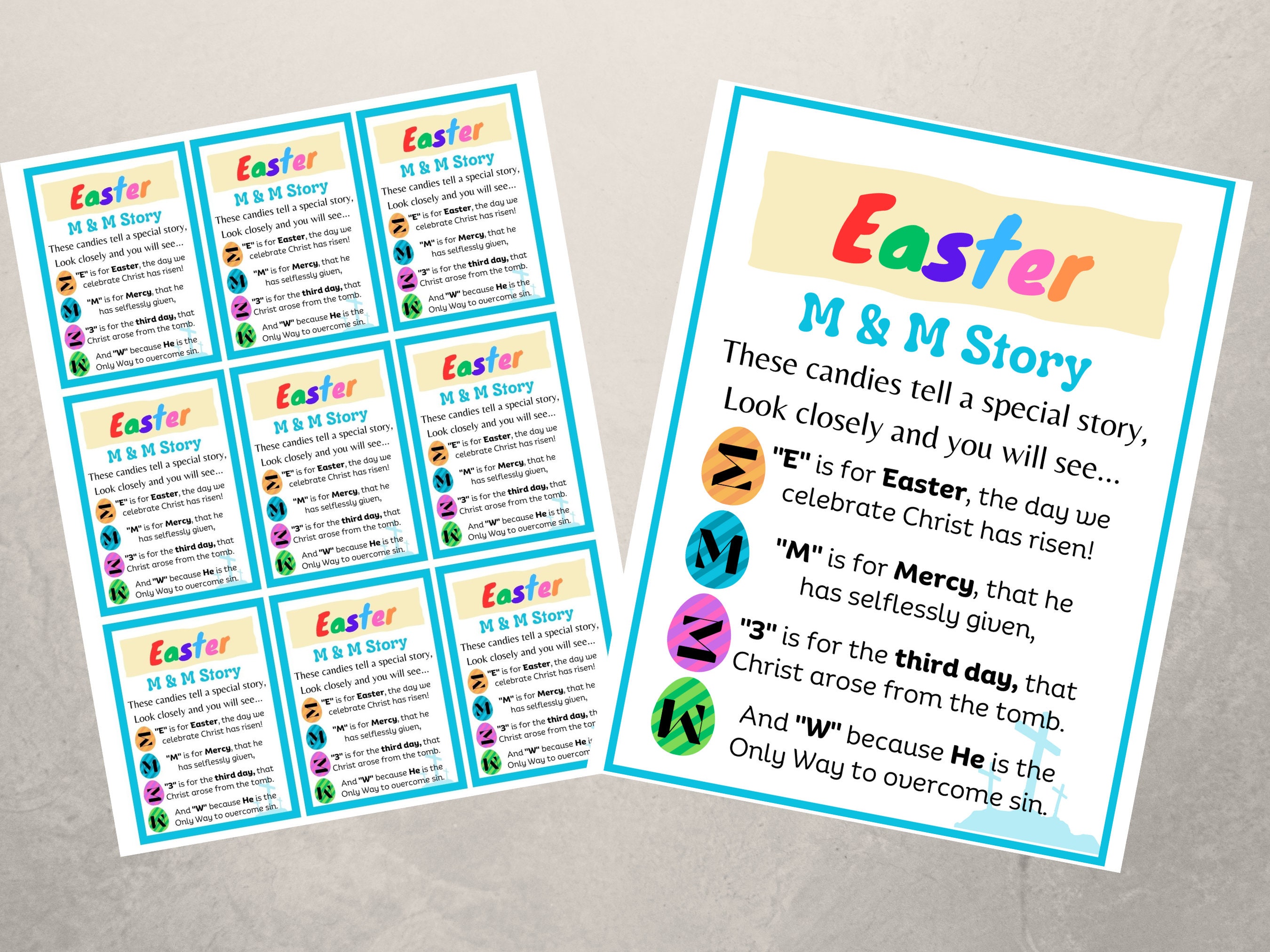 M&M Candy Easter Story - 3x2.5" Cards - Jesus Christ - Easter - Easter ...