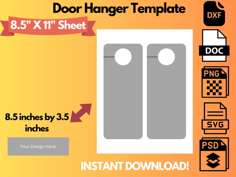 Door Hanger Template, Door Hanger Blank, Hanger SVG, SVG, Canva ...