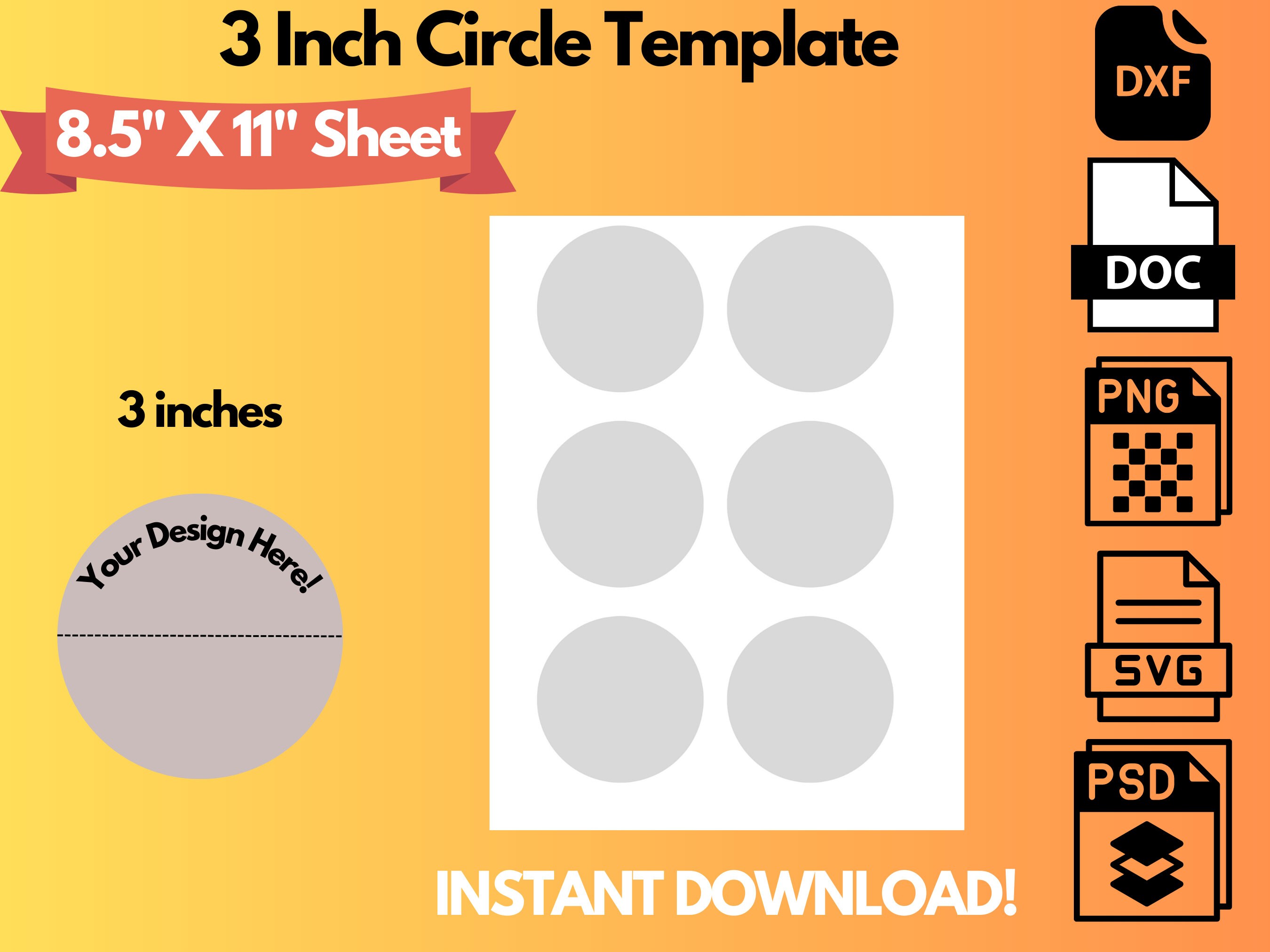 3" Circle Template, Multi Use Label Template, SVG, Canva, Microsoft Doc ...