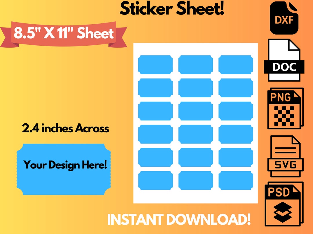 2.4" Sticker Label, Sticker Sheet, Blank Sticker SVG, SVG, Canva ...