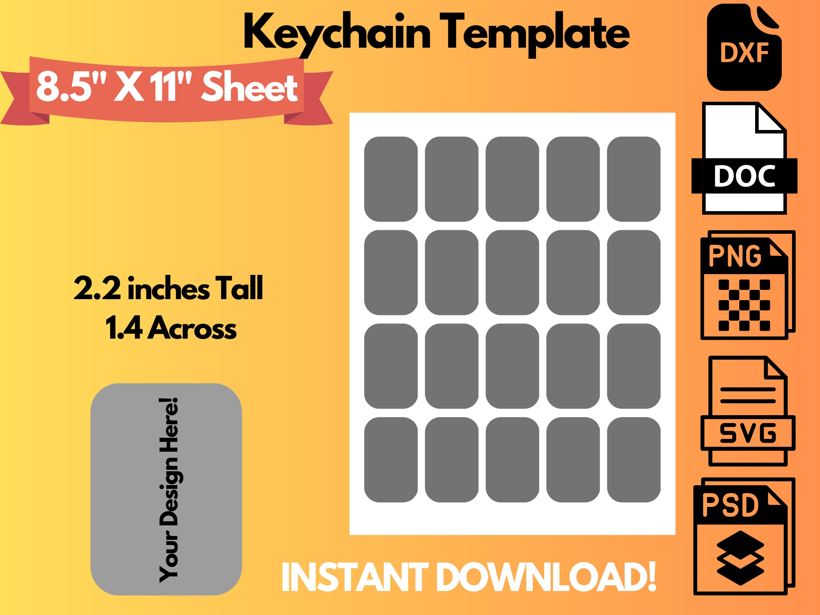 Rectangle Keychain Template, Sublimation Template SVG, Canva, Microsoft ...