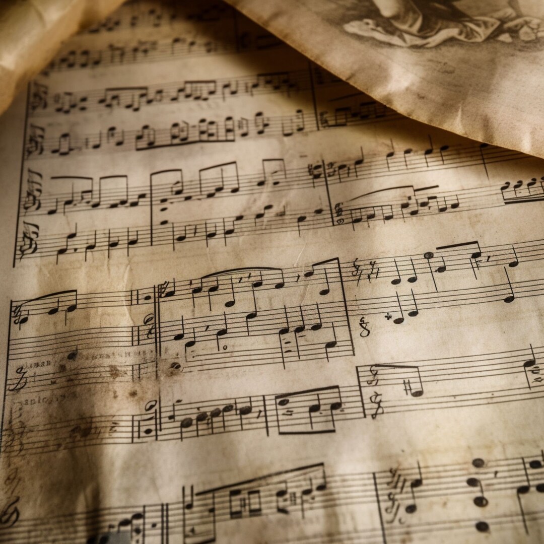 Antique Rustic Music Sheet Background - Digital Background - Digital ...