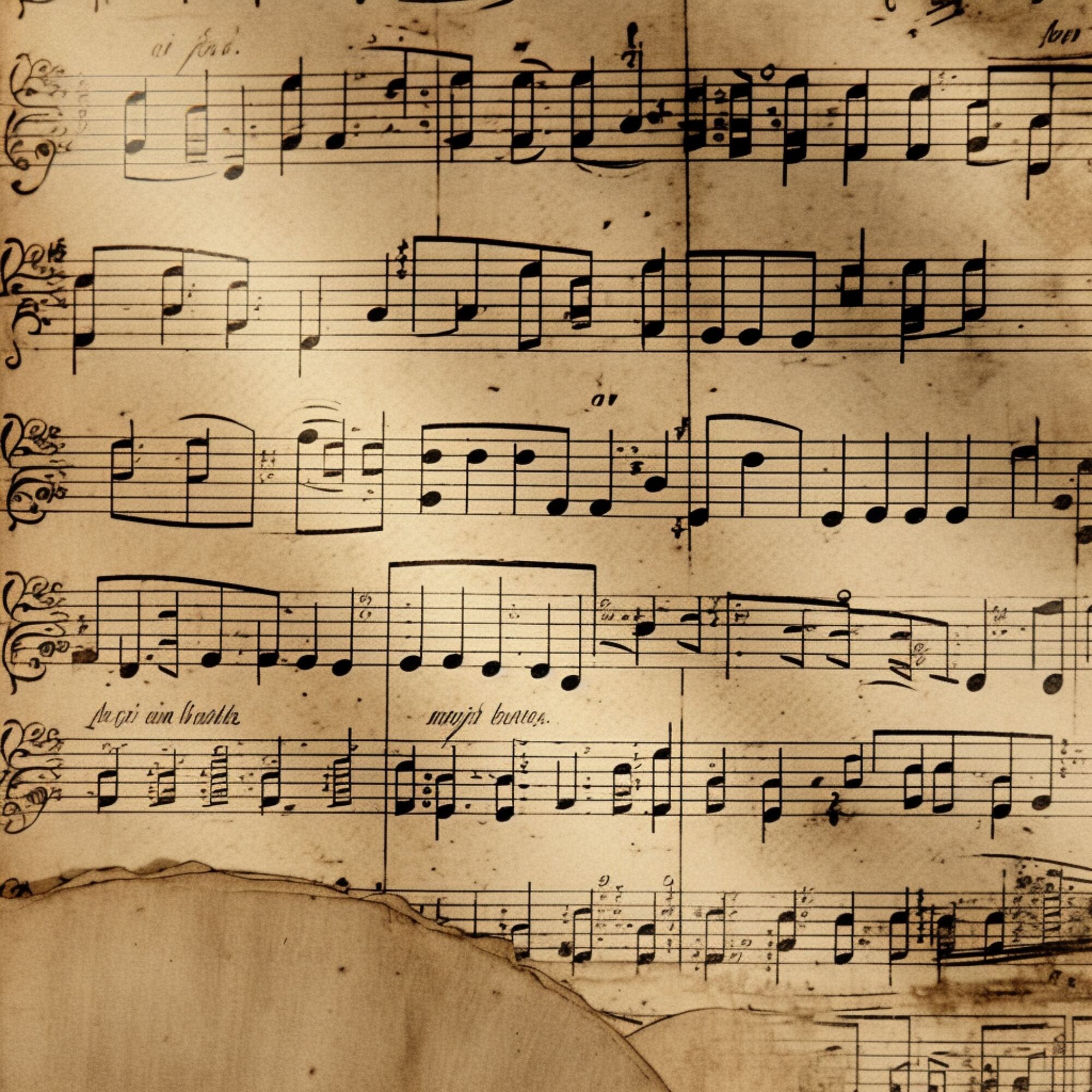 Antique Rustic Music Sheet Background - Digital Background - Digital ...