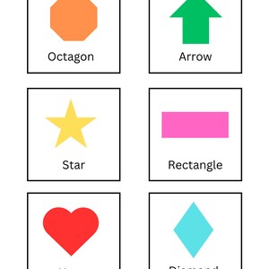12 Rainbow Shapes Flash Cards, Shape Flashcards, Preschool Learning ...