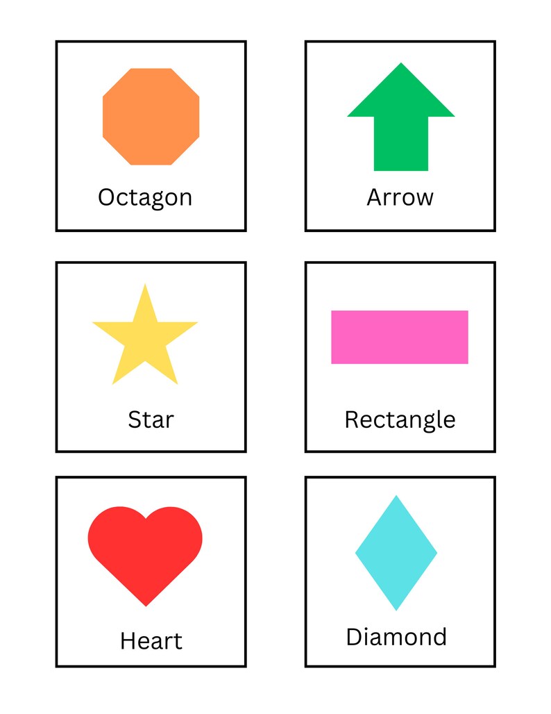 12 Rainbow Shapes Flash Cards, Shape Flashcards, Preschool Learning ...